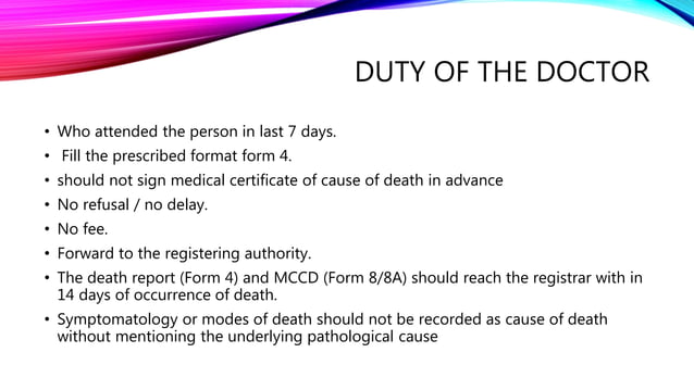 MEDICAL CERTIFICATION OF CAUSE OF DEATH (MCCD) | PPTX