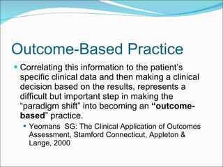 Mc clean outcome assessment_1 | PPT