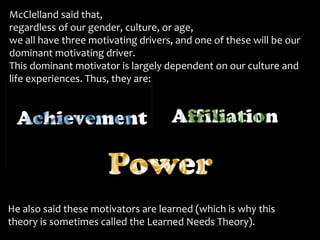 McClelland's theory of Motivation | PPTX