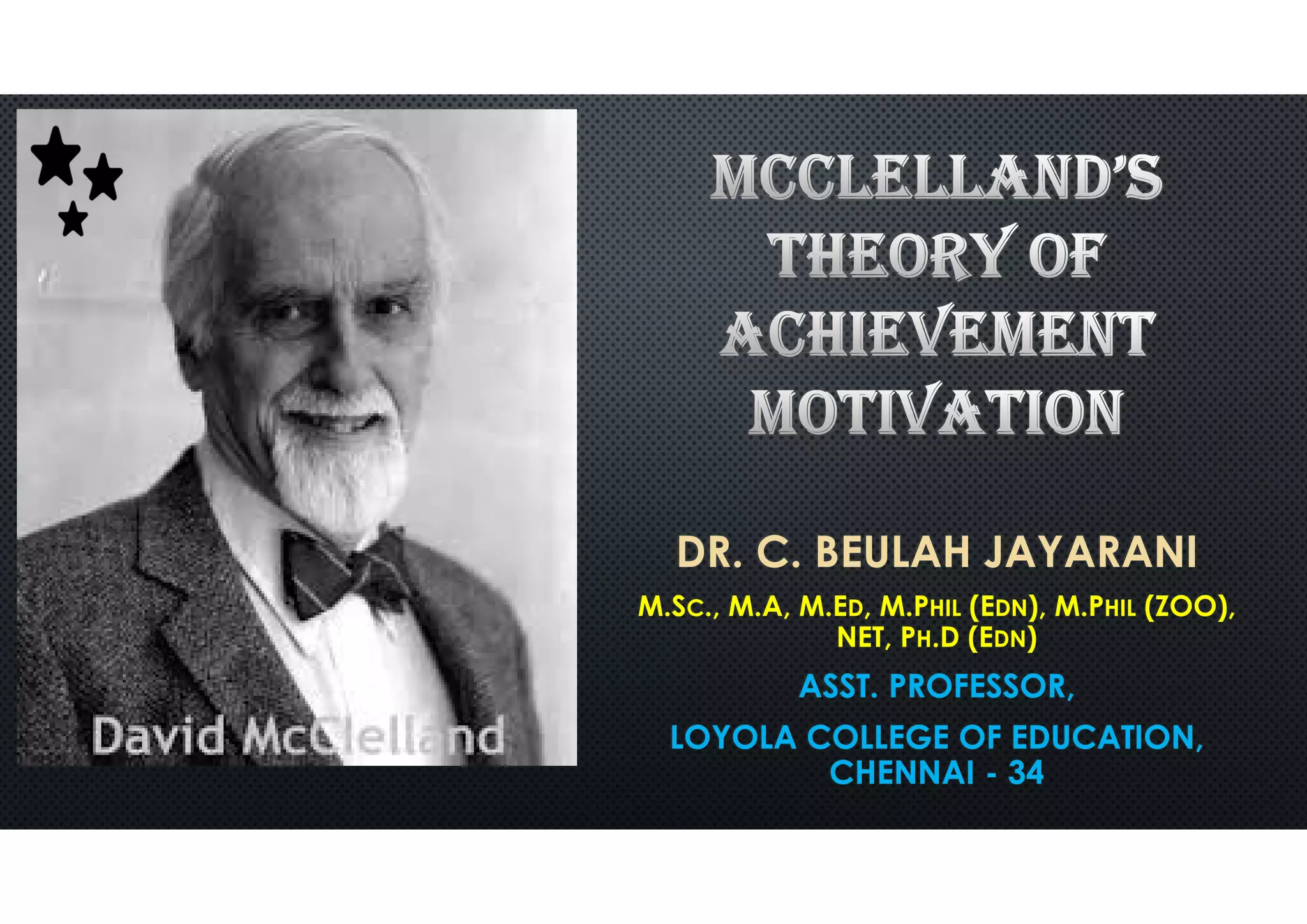 Mcclelland's theory of achievement motivation | PDF