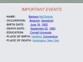 BARBARA Mcclintock. | PPTX