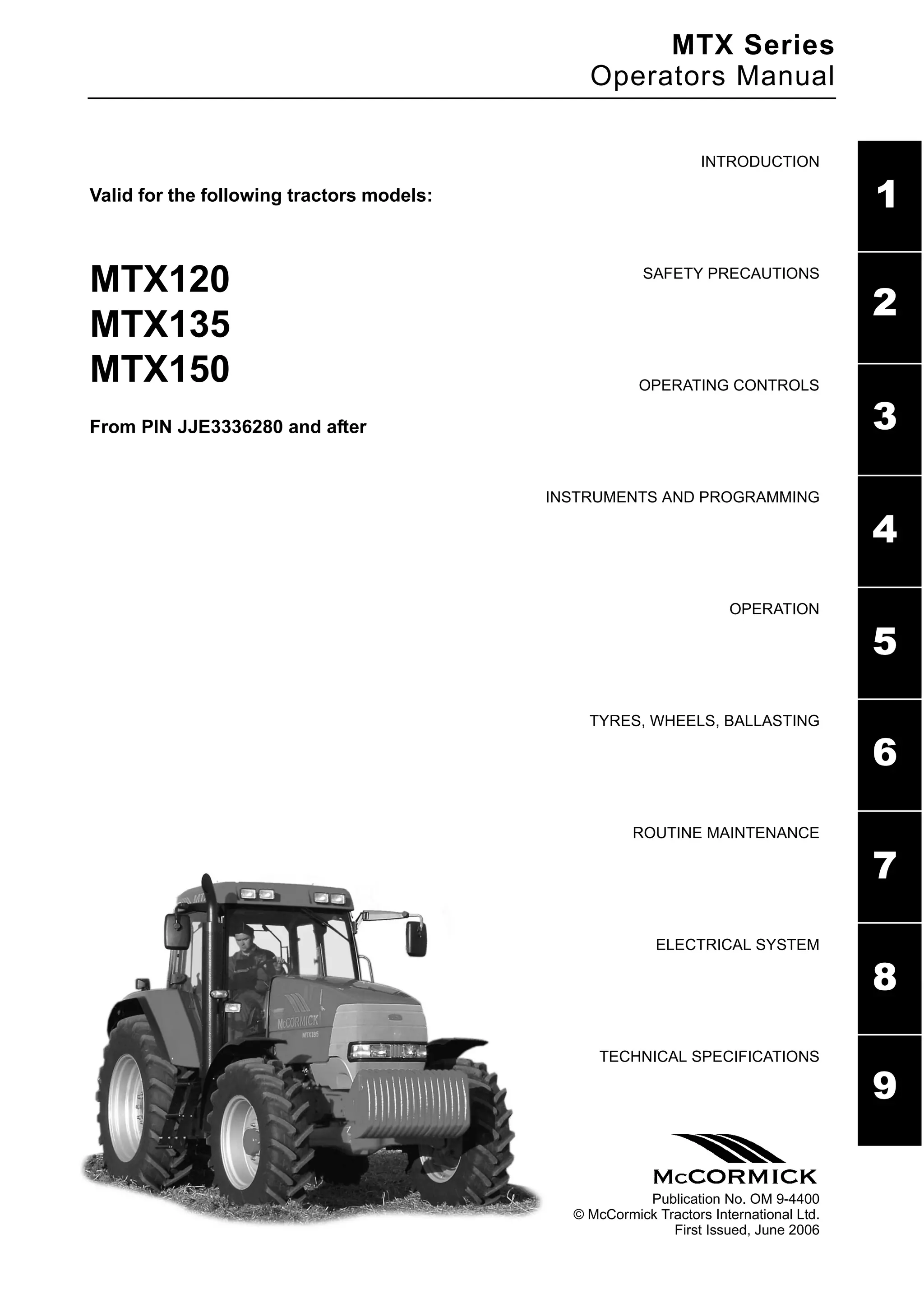 Mc cormick mtx135 tractor operator manual | PDF