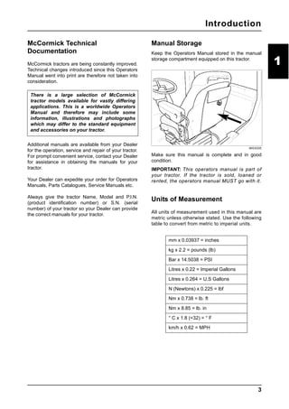 Mc cormick mtx135 tractor operator manual | PDF