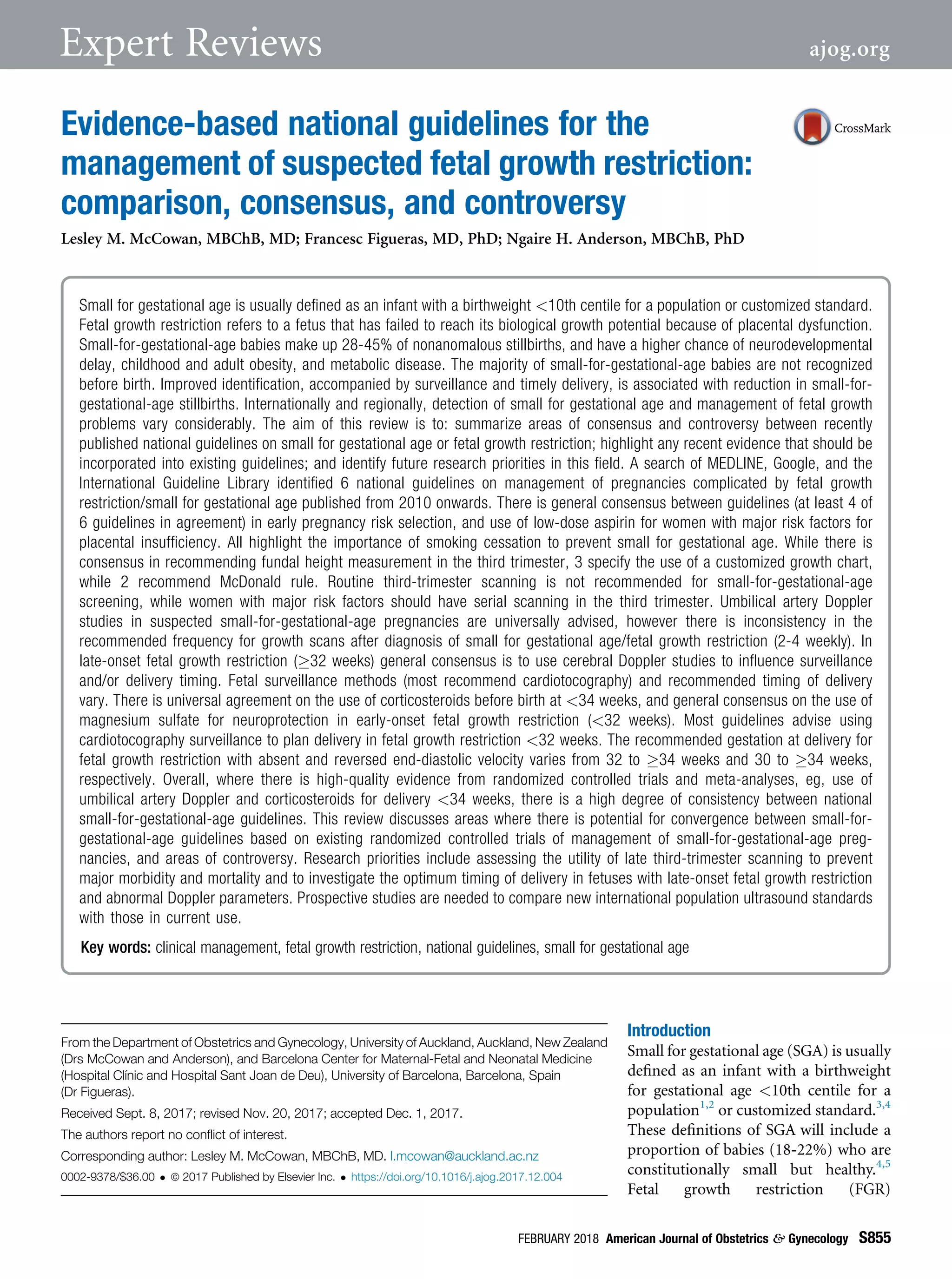 Mccowan2018 IUGR | PDF