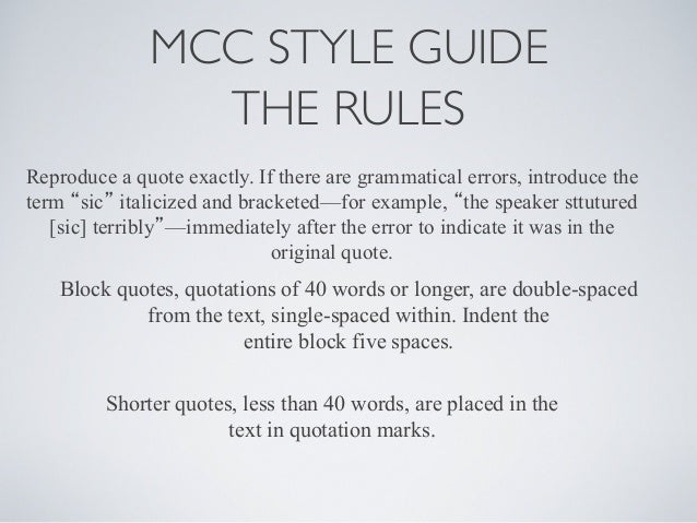 MCC style guide