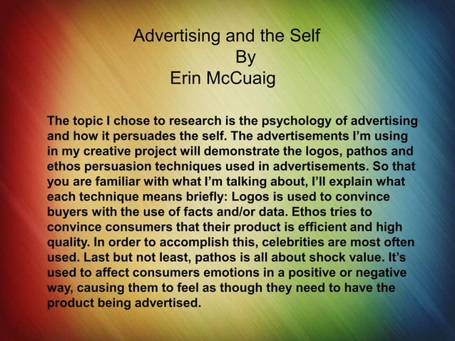 The Psychology of Advertising by Erin McCuaig | PPTX