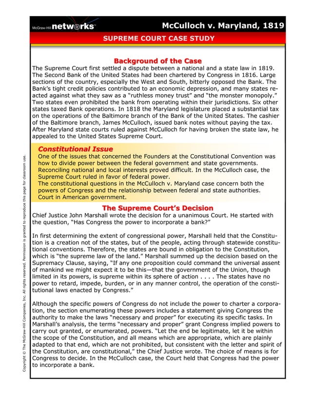 McCulloch v. Maryland | PDF