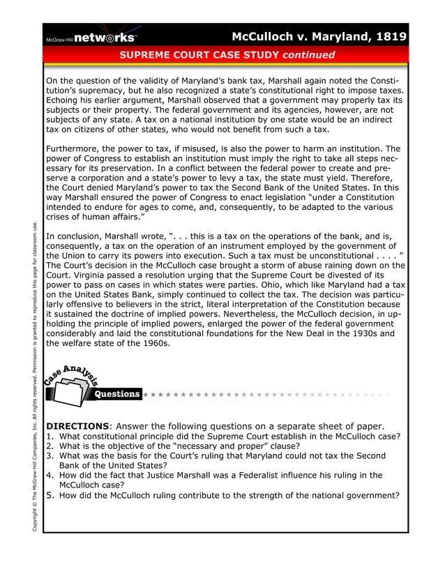 McCulloch v. Maryland | PDF