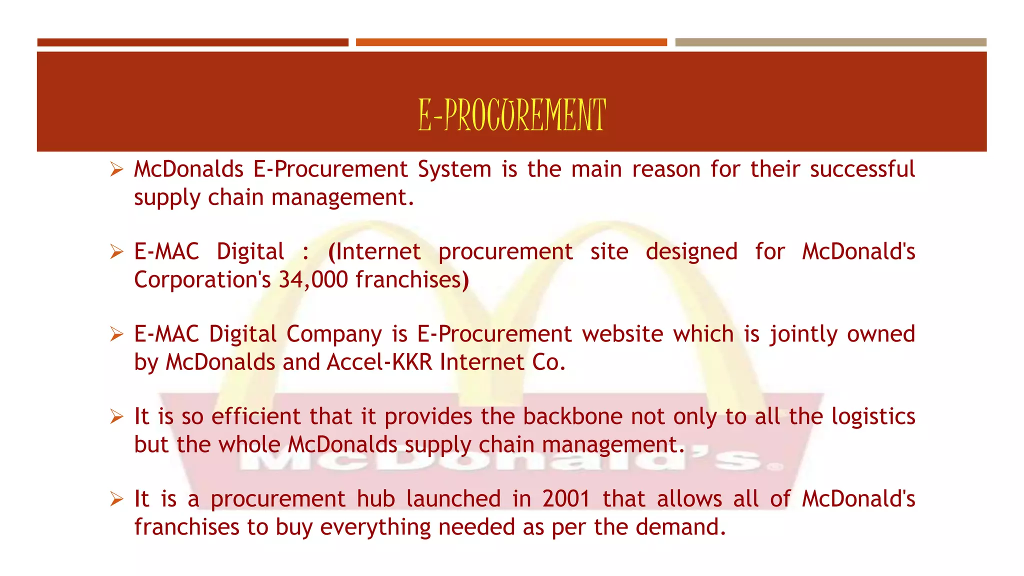 Mc Donalds : Logistics & supply chain management (SCM) | PPTX