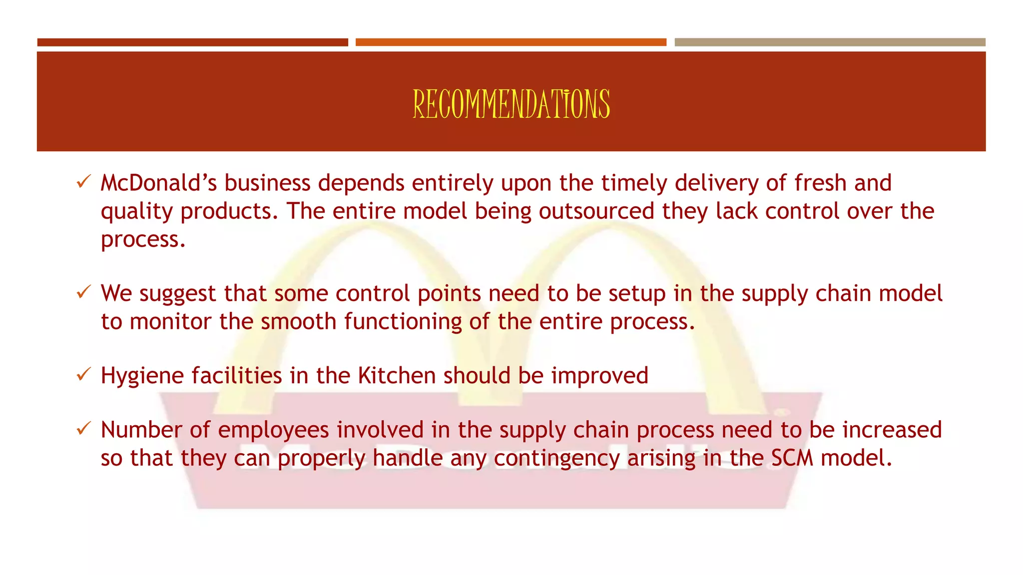 Mc Donalds : Logistics & supply chain management (SCM) | PPTX