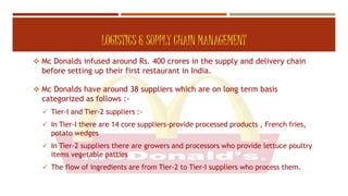 Mc Donalds : Logistics & supply chain management (SCM) | PPTX