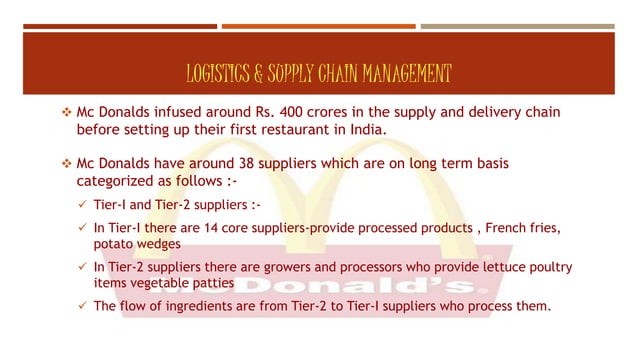 Mc Donalds : Logistics & supply chain management (SCM) | PPTX | Food ...