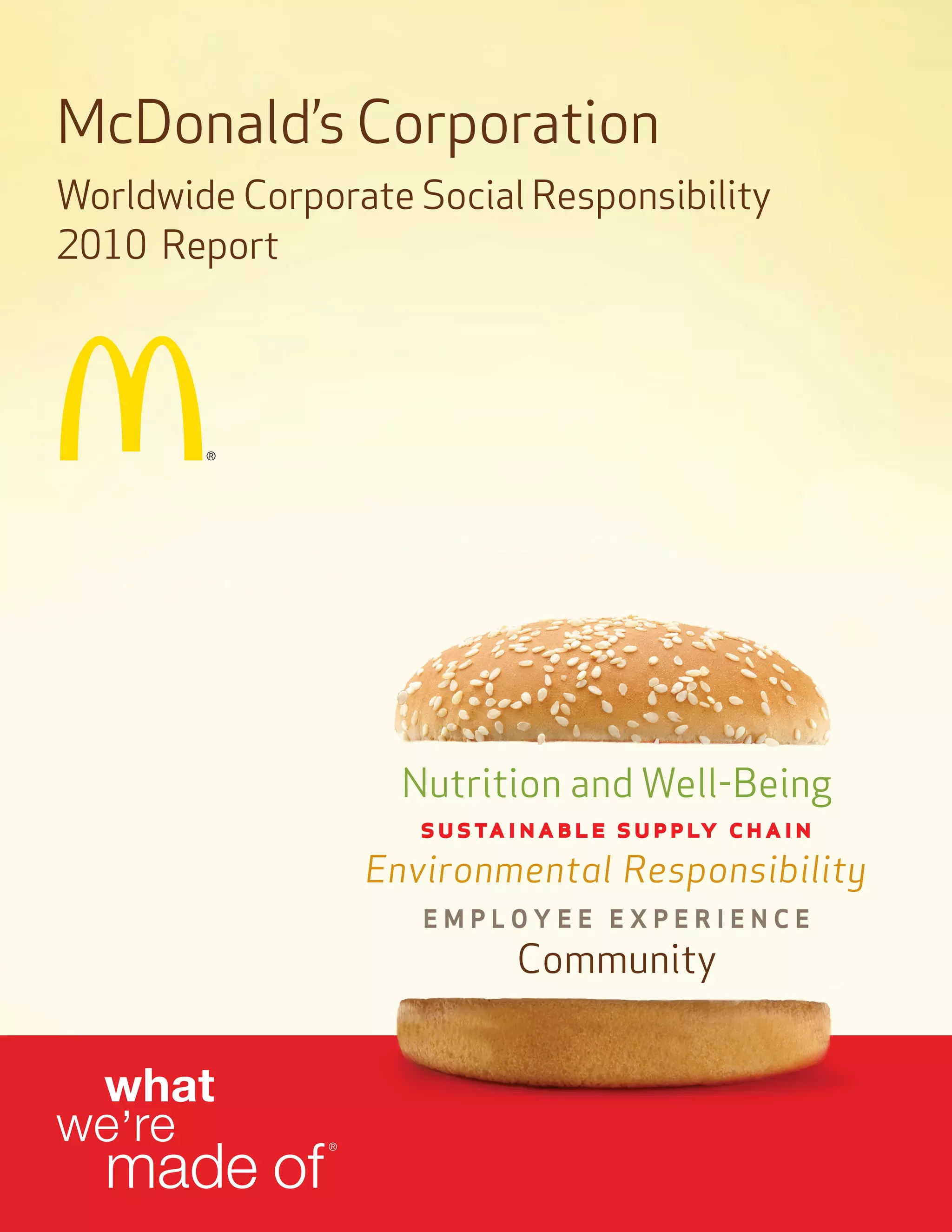 McDonald's 2010 Corporate Social Responsibility Report | PDF