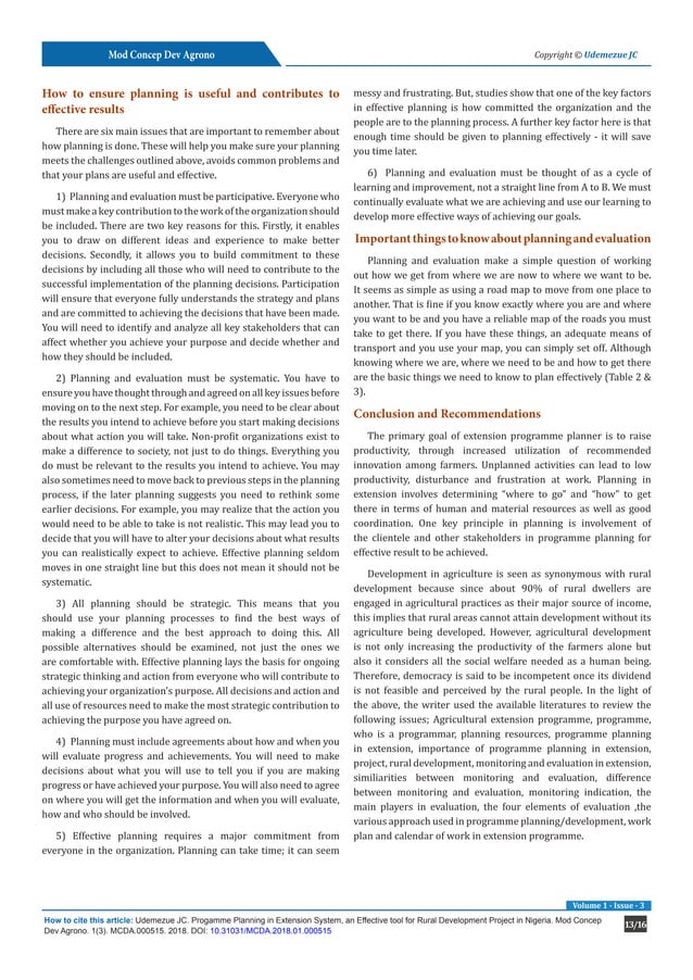 Progamme Planning in Extension System, an Effective tool for Rural Development Project in ...