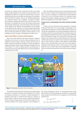 Applications of Aqua crop Model for Improved Field Management ...