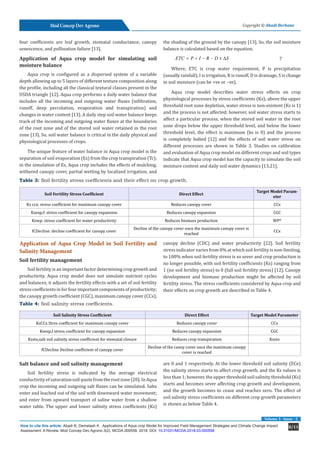 Applications of Aqua crop Model for Improved Field Management ...