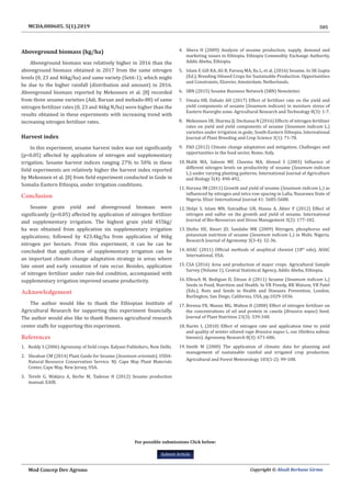 Performance of Sesame (Sesamum indicum L.) Under Different ...