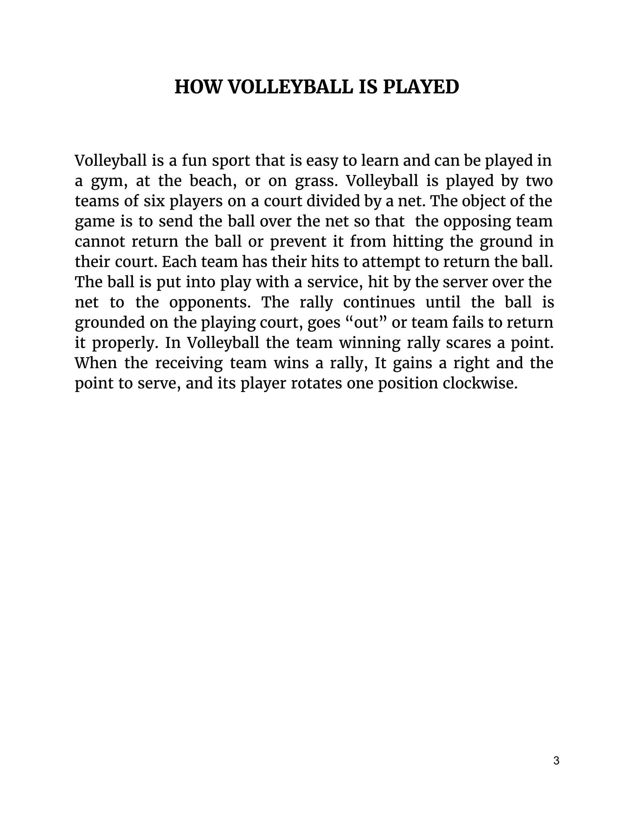 Volleyball Research Assignment | PDF