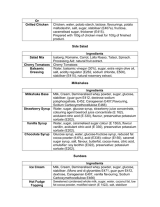 Mc donald ingredienti | PDF