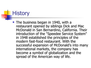 McDonald's | PPT | Food Industry | Industries
