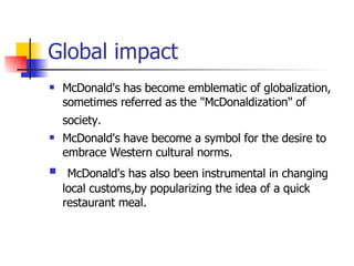 McDonald's | PPT | Food Industry | Industries