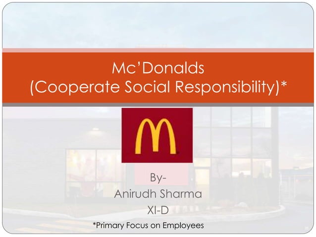 CSR done by McDonalds Std.XI Project | PPT