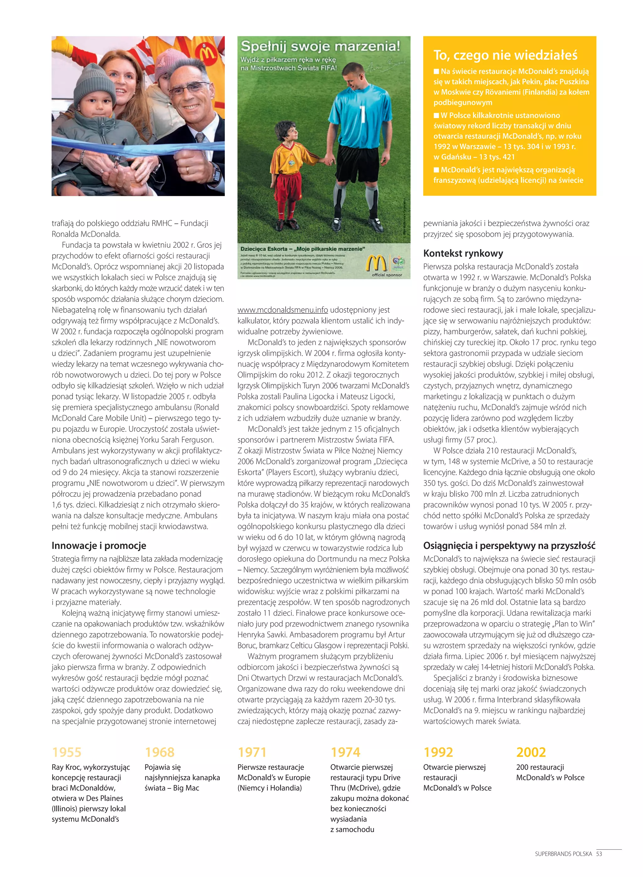 Case study marki Mc Donald's z Albumu Superbrands Polska 2006 | PDF
