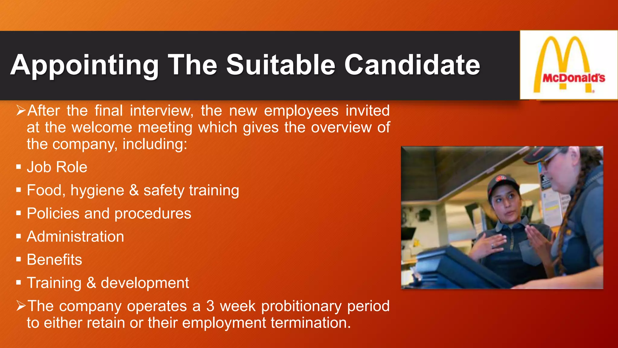 Mcdonalds -Recruiting, selecting and training for success | PPTX