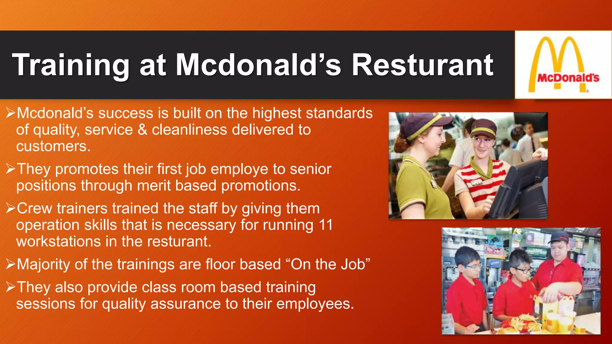 Mcdonalds -Recruiting, selecting and training for success | PPTX