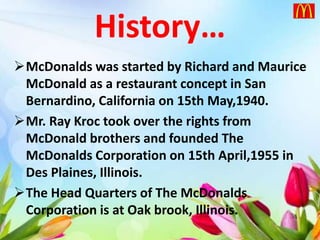 S.W.O.T Analysis for McDonald's | PPTX
