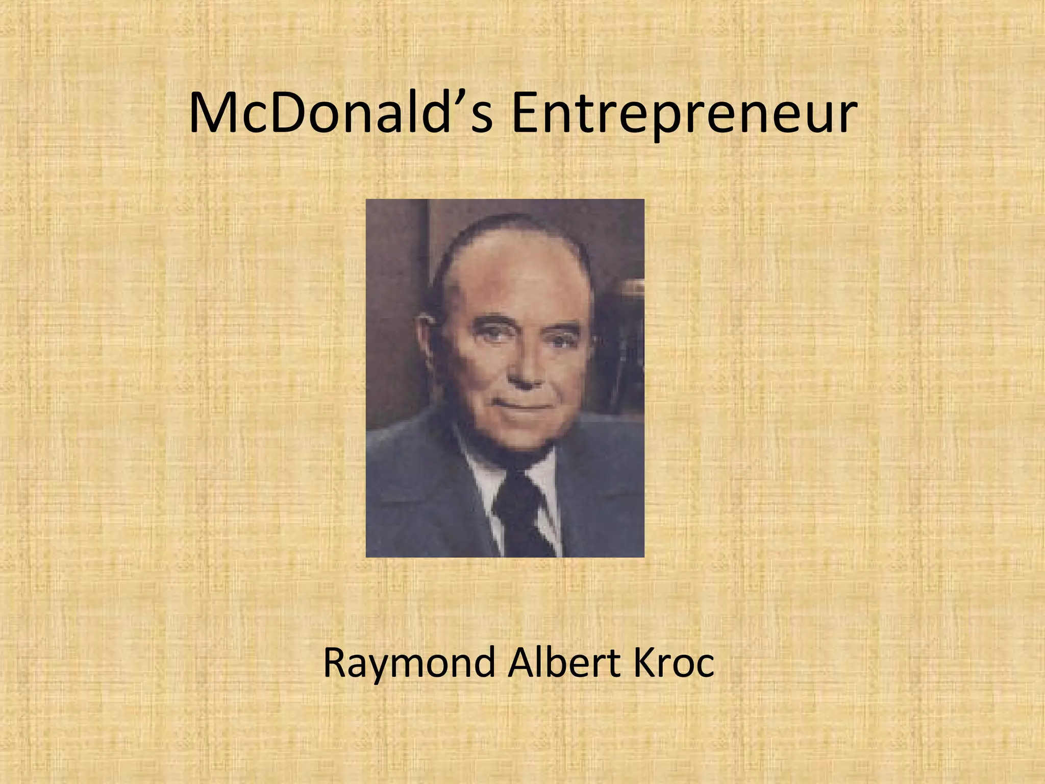 Mc Donald’S Entrepreneur | PPT