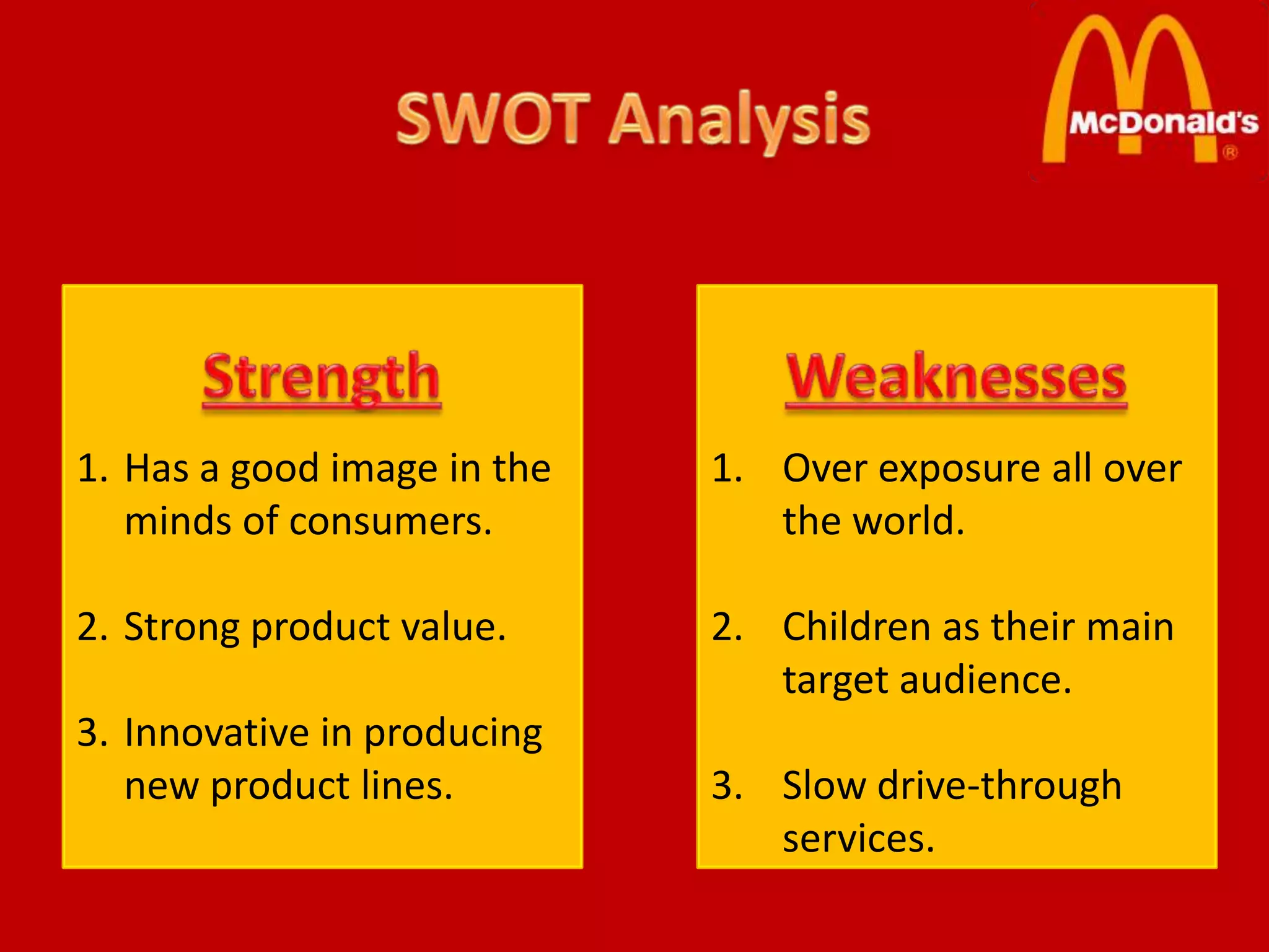 Mcdonalds UAE- PESTLE, Porter's 5, SWOT, Issues & Recomendations. | PPT