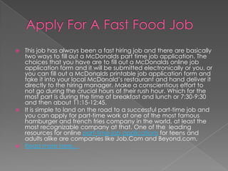 McDonalds Application | PPTX