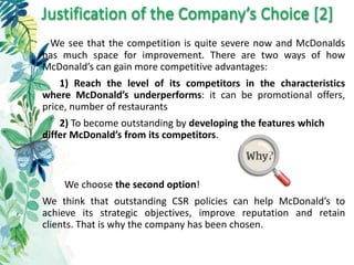 Mc donald's csr strategy | PPTX | Business | Business and Finance