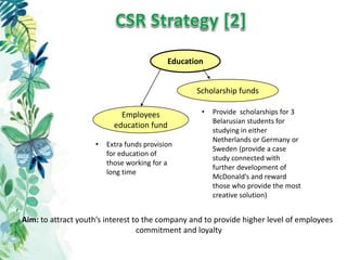 Mc donald's csr strategy | PPTX | Business | Business and Finance