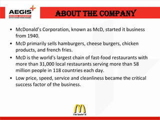 Service Marketing at Mc Donalds | PPT