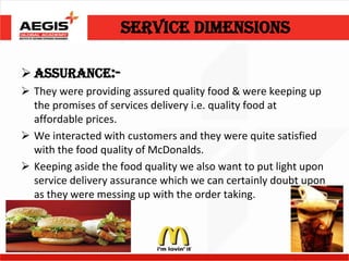 Service Marketing at Mc Donalds | PPT