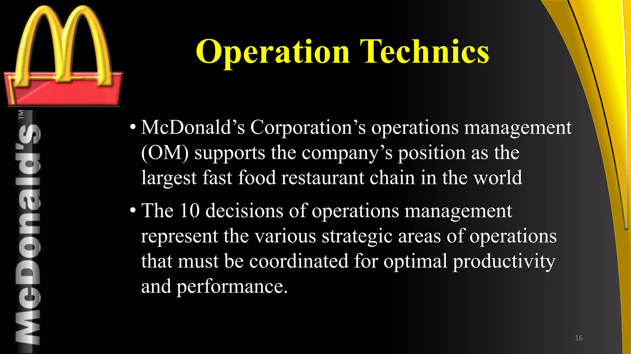 McDonalds - OPERATIONS MANAGMENT | PPTX