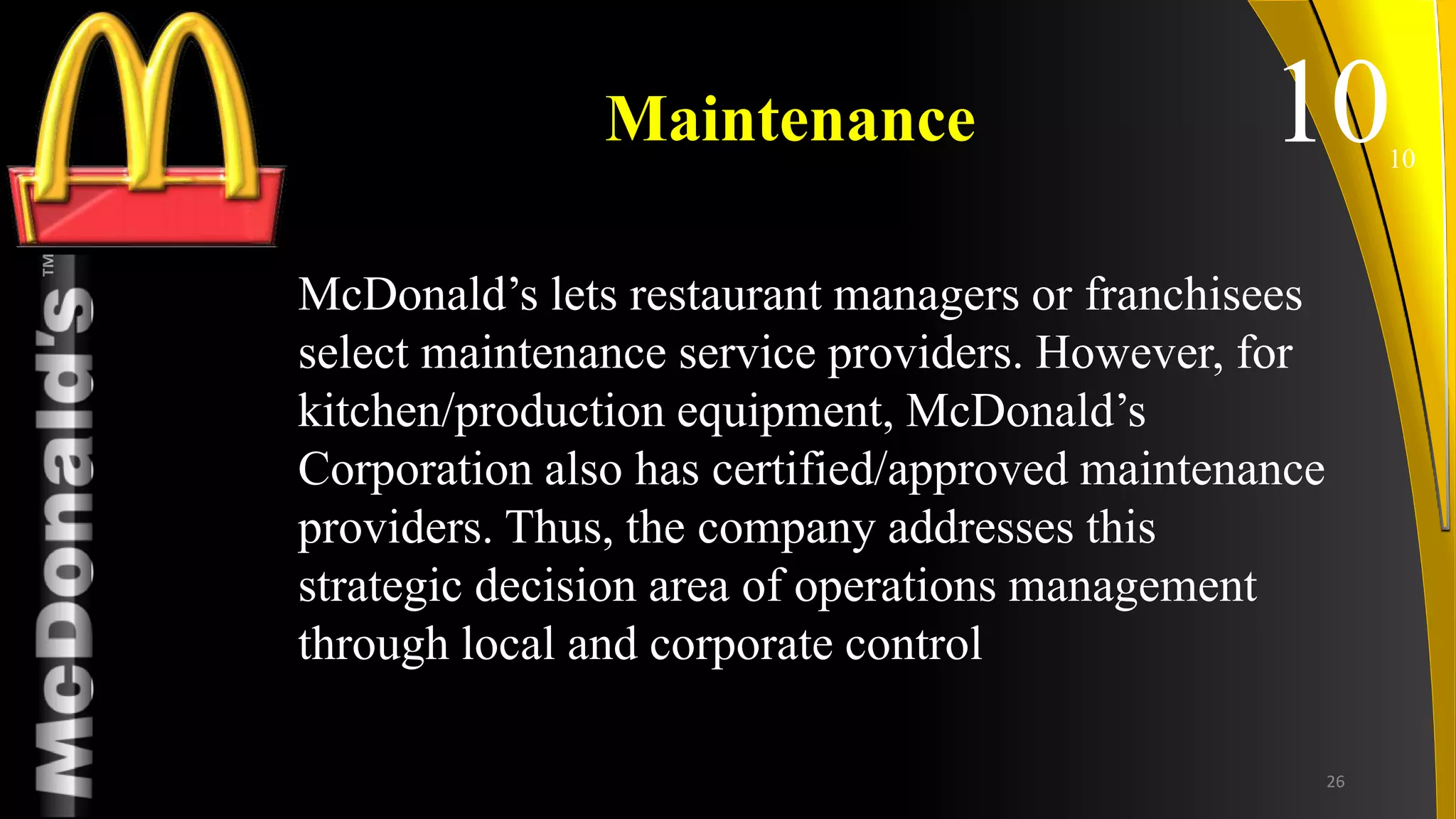 McDonalds - OPERATIONS MANAGMENT | PPTX