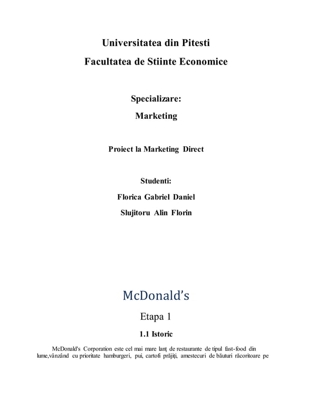 Mc donalds proiect | DOCX
