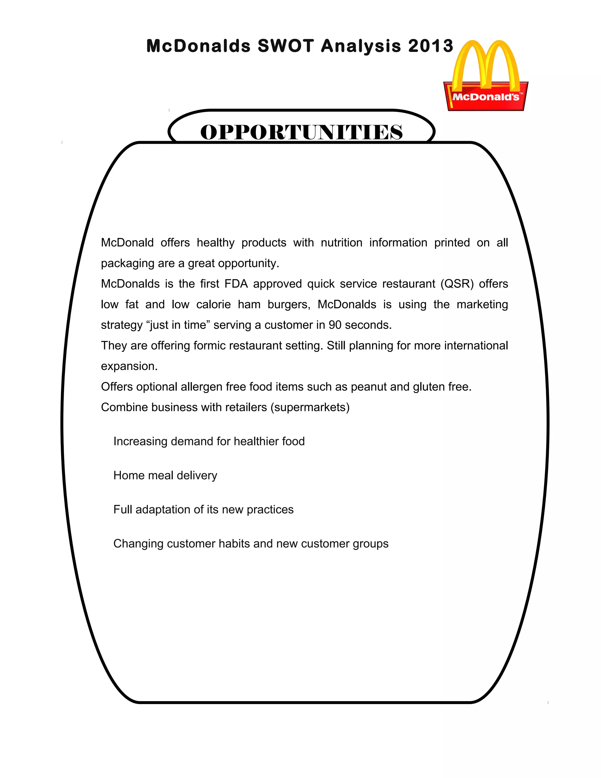 Mc donalds swot analysis | DOC