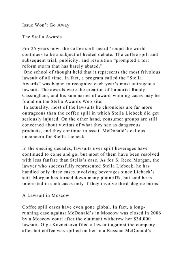 McDonald’s—The Coffee Spill Heard ’Round the WorldThe McDonald’s.docx | Bars & Restaurants ...
