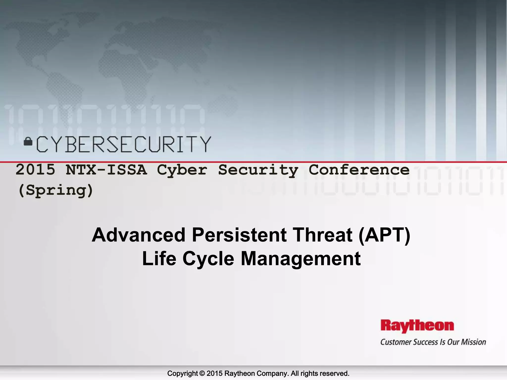 NTXISSACSC2 - Advanced Persistent Threat (APT) Life Cycle Management ...