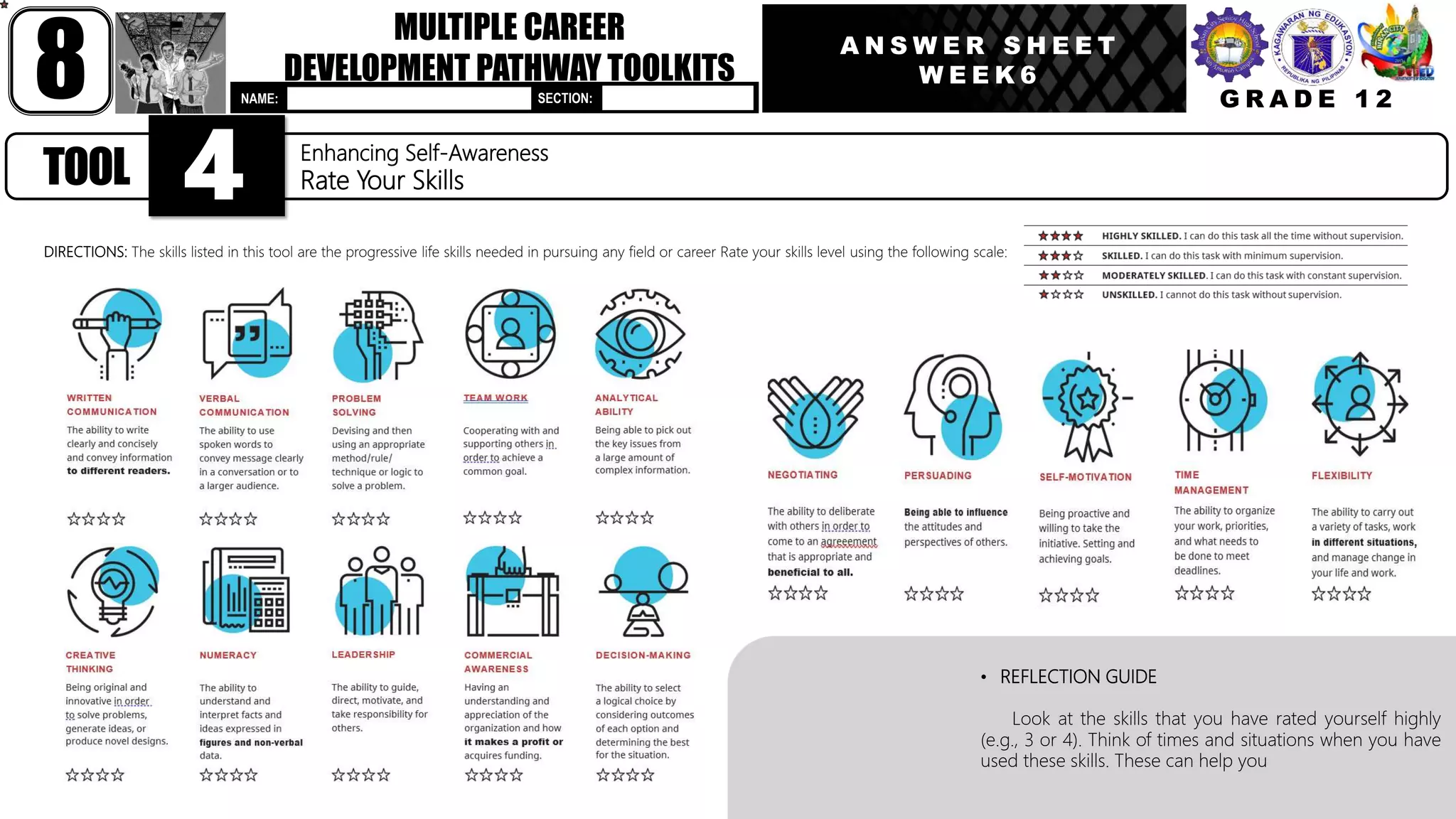 MCDP ANSWER SHEET WEEK 6 TO 8.pptx | Resume Writing and Advice | Job Search
