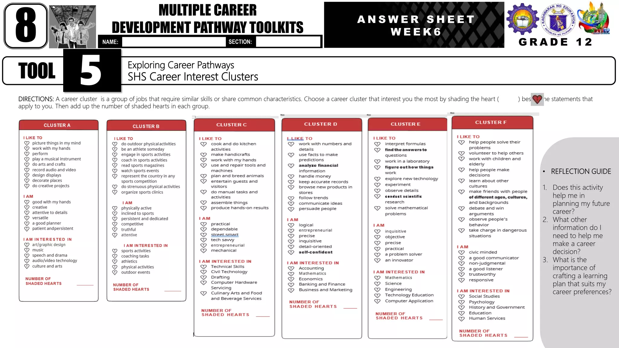 MCDP ANSWER SHEET WEEK 6 TO 8.pptx | Resume Writing and Advice | Job Search