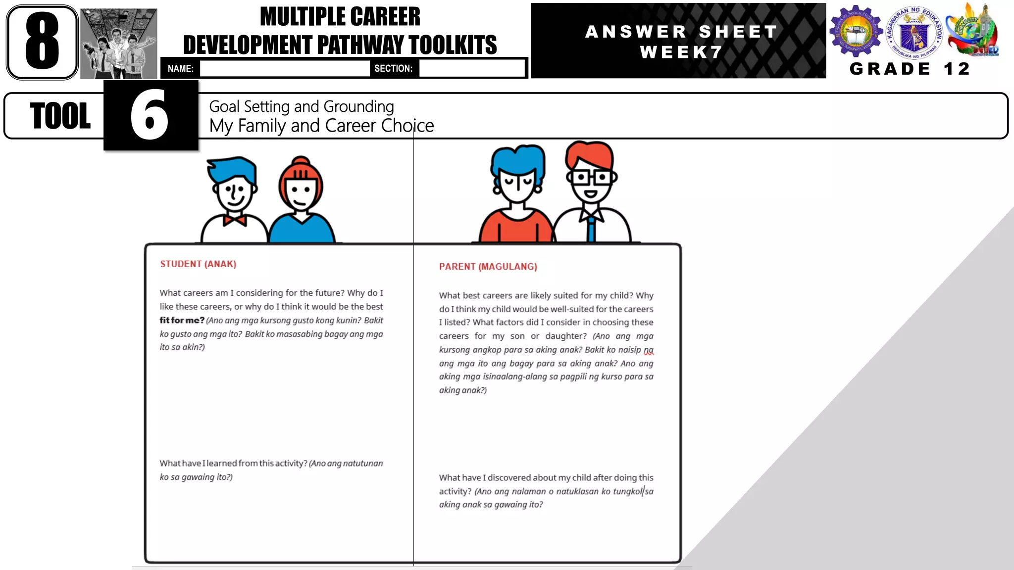 MCDP ANSWER SHEET WEEK 6 TO 8.pptx | Resume Writing and Advice | Job Search