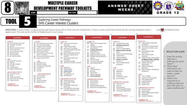 MCDP ANSWER SHEET WEEK 6 TO 8.pptx | Resume Writing and Advice | Job Search