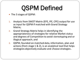 Mcd qspm strategy formulation | PDF