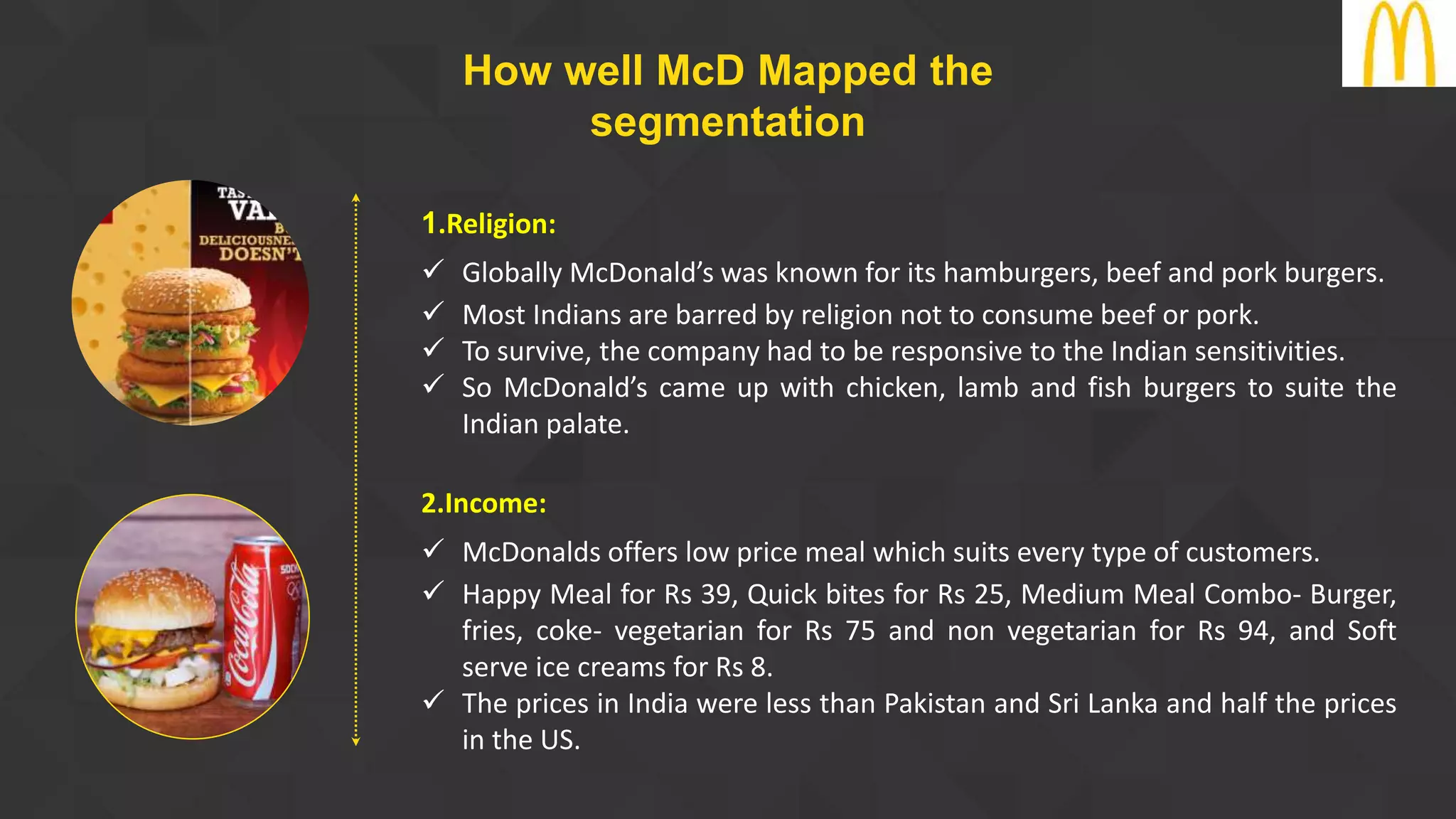 McDonald's Market Segmentation in India | PPTX | Food Industry | Industries