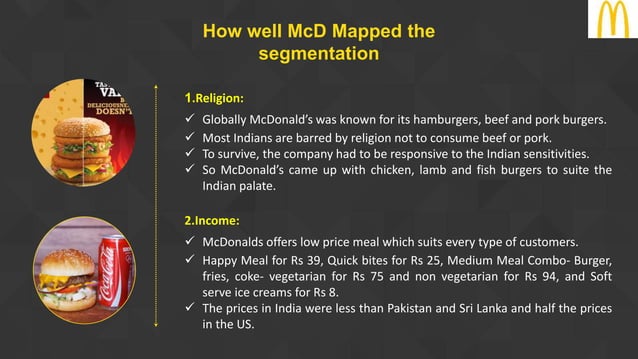 McDonald's Market Segmentation in India | PPTX | Food Industry | Industries